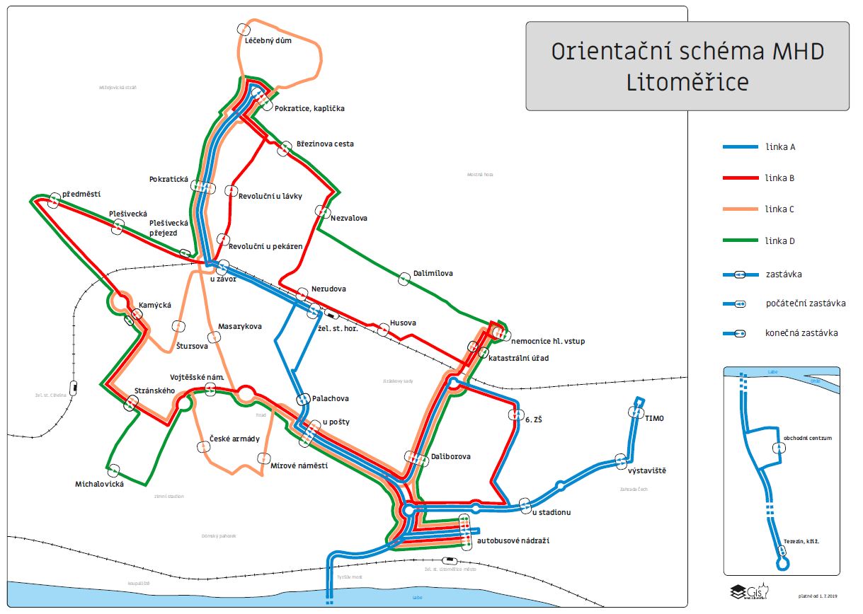 Mapa linek :: MHD Litoměřice